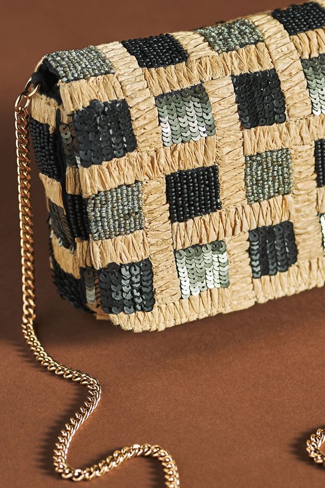 Checkered Raffia Clutch | Anthropologie