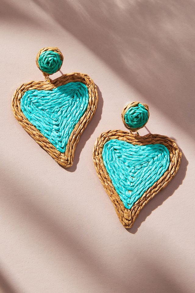 Raffia Heart Earrings | Anthropologie