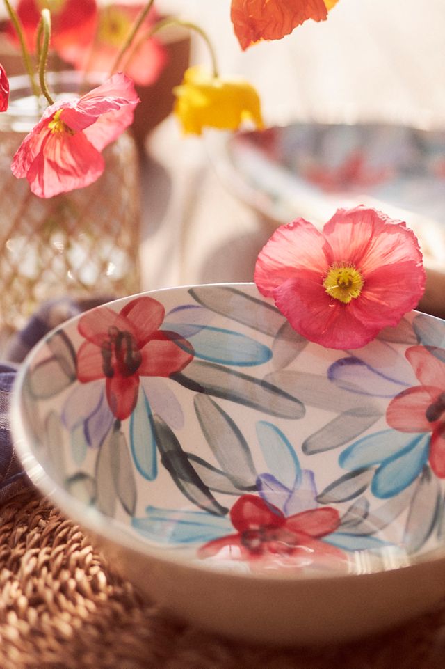 Peachy Floral Round Serving Bowl | Terrain