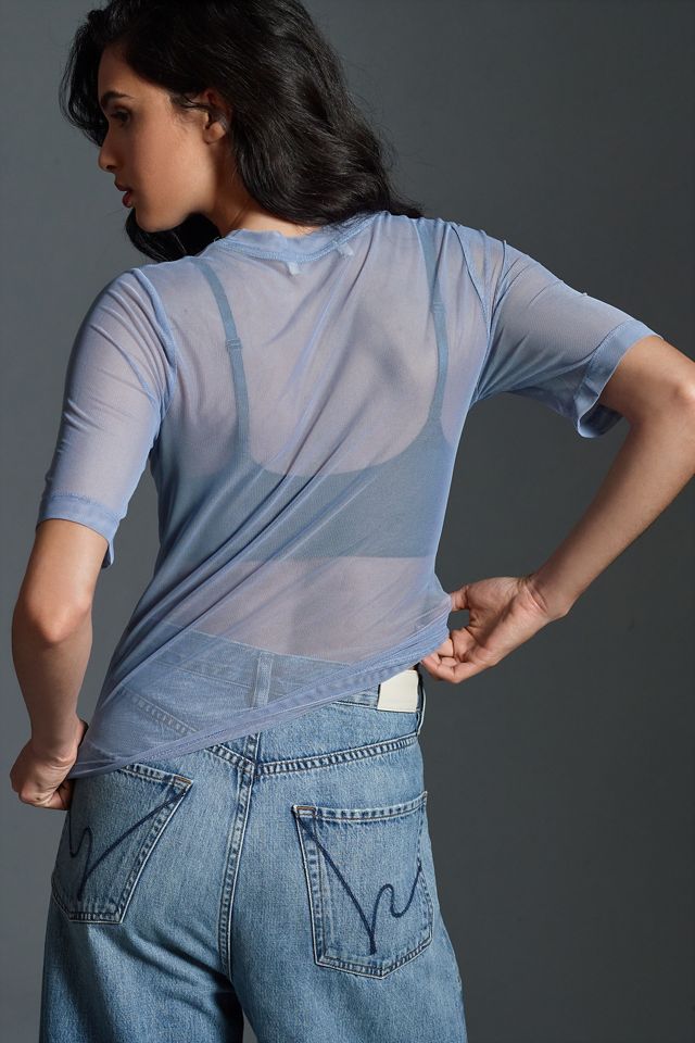 Porridge Mesh Half-Sleeve Top | Anthropologie