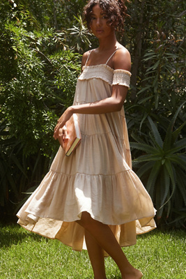Sarah Hann Smocked Off-The-Shoulder Tiered Dress | Anthropologie