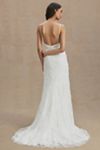 BHLDN Meadow V-Neck Floral Appliqué Sheath Wedding Gown | Anthropologie