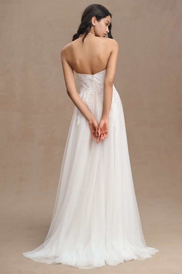 Watters Jaislyn Strapless Corset Lace Wedding Gown | Anthropologie