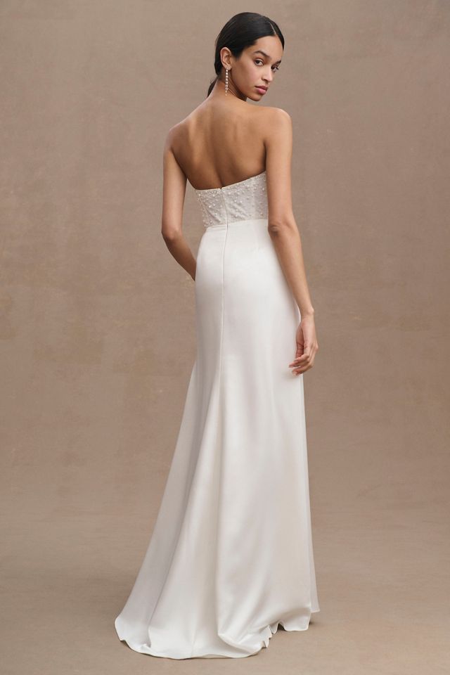 Watters Tilly Strapless Corset Front-Slit Wedding Gown | Anthropologie
