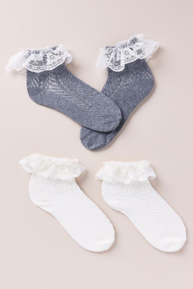 Set of Two Lace Ruffle Socks | Anthropologie