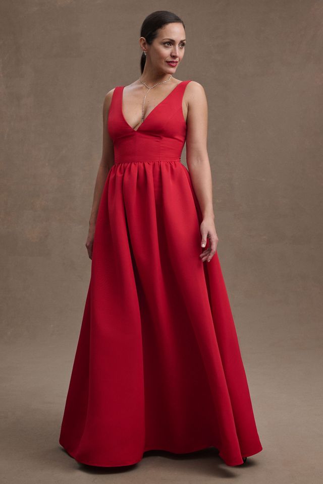 Sachin & Babi Katrina V-Neck Bow A-Line Gown | Anthropologie