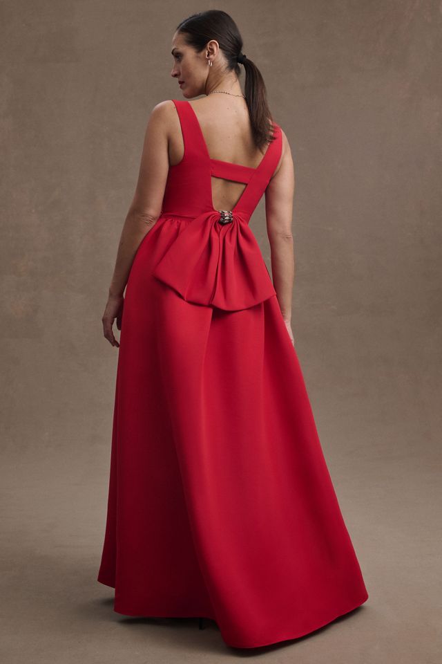 Sachin & Babi Katrina V-Neck Bow A-Line Gown | Anthropologie