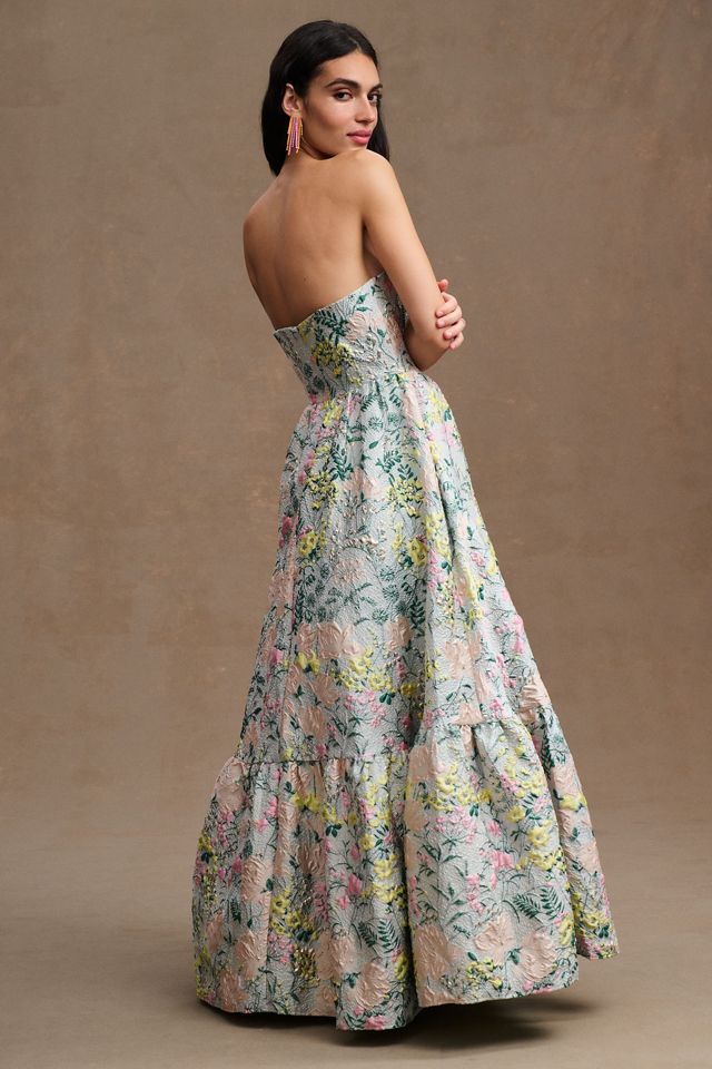 Mac Duggal Amelie Floral Brocade Strapless Gown | Anthropologie