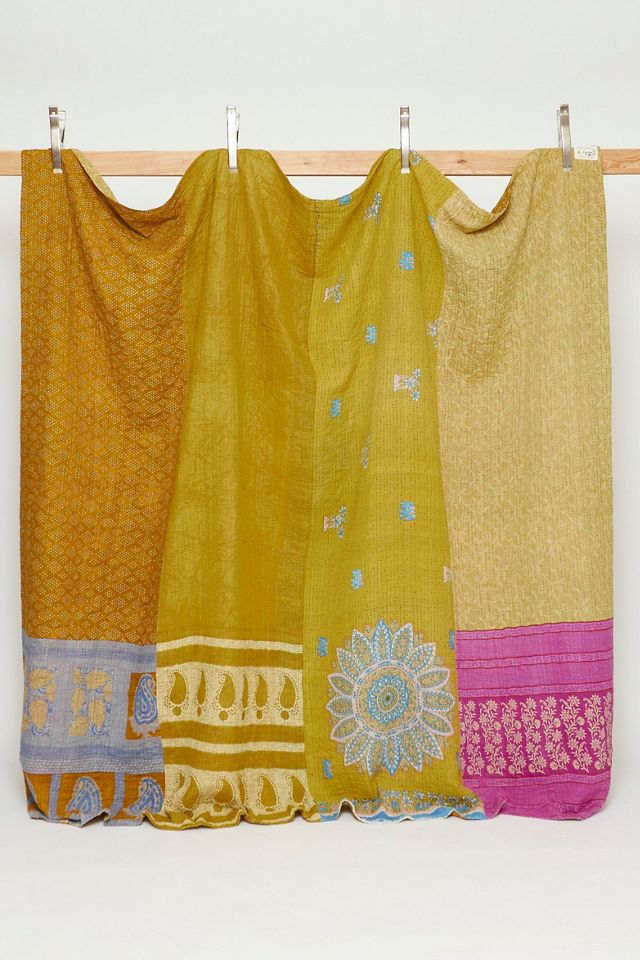 Anchal King Vintage Kantha Quilt No. K220702 | Anthropologie