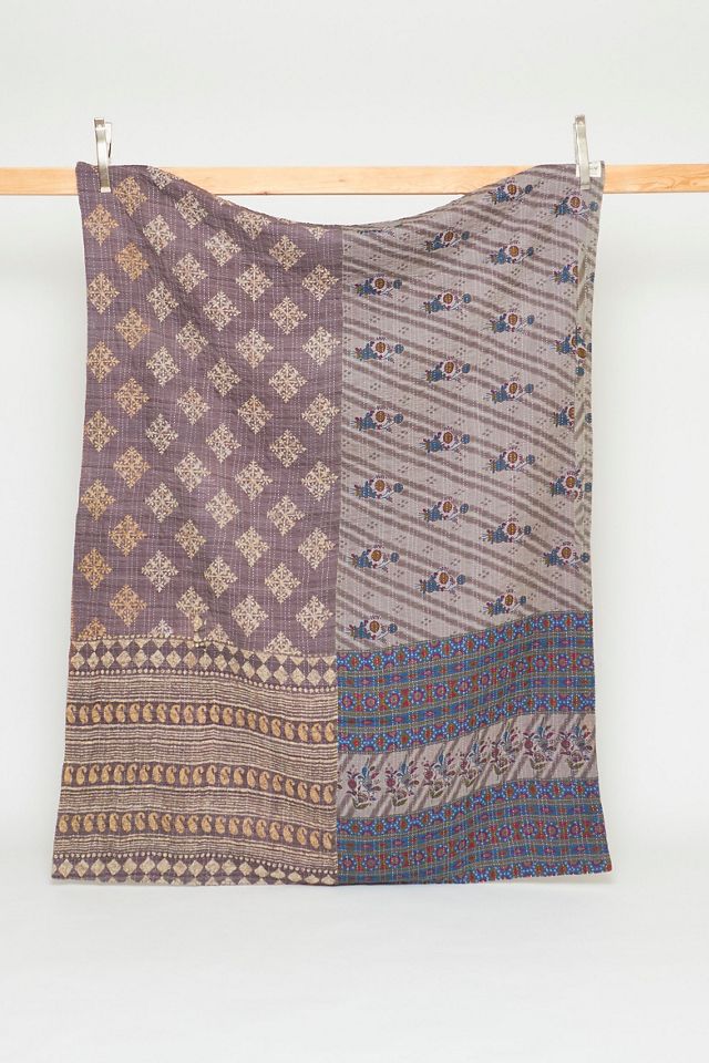 Anchal Twin Vintage Kantha Quilt No. T220707 | AnthroLiving