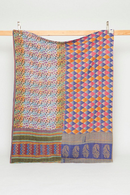 Anchal Twin Vintage Kantha Quilt No. T220710 | AnthroLiving