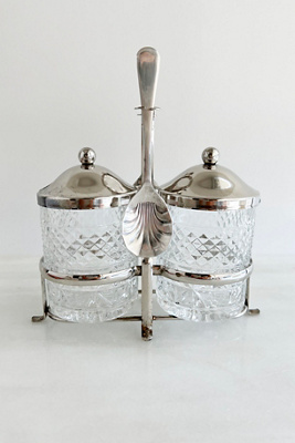Old Flame Candle Co. Vintage English Cut Glass Condiment Set | AnthroLiving