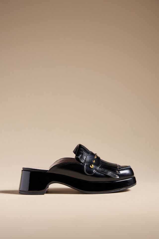 All Black Kiltie Stud Mules | Anthropologie