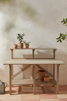 Protected Teak Wide Work Station | AnthroLiving