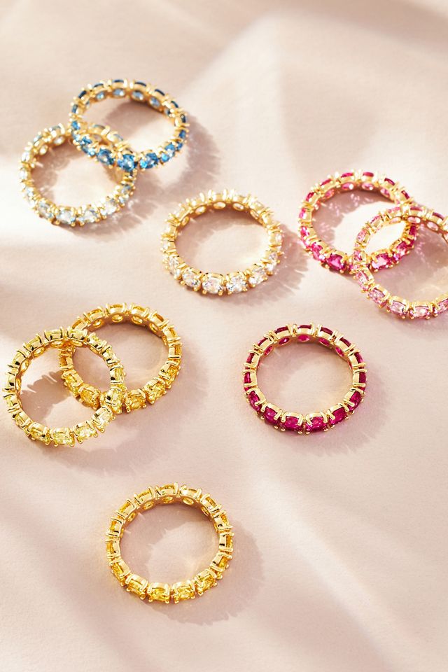 Pavé Crystal Stacking Rings, Set of 3 | Anthropologie