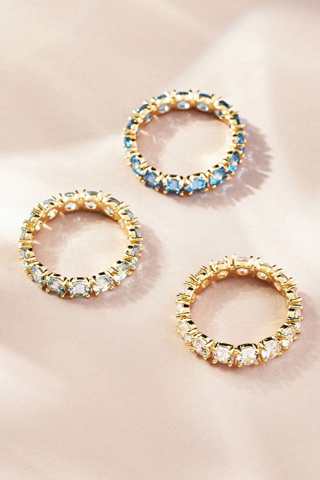 Pavé Crystal Stacking Rings, Set of 3 | Anthropologie