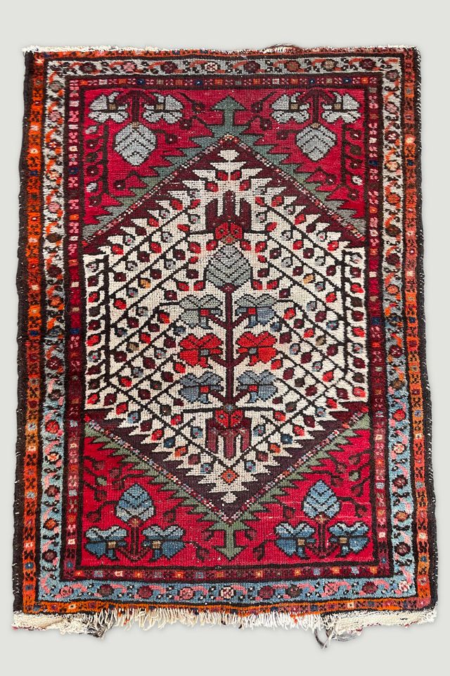 Blue Parakeet Rugs Antique Persian Scatter Rug No. 2491 | AnthroLiving