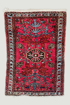 Blue Parakeet Rugs Antique Persian Scatter Rug No. 2483 | AnthroLiving