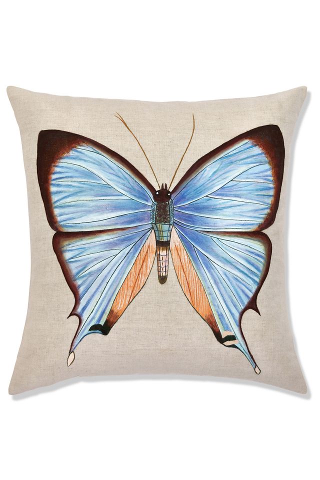John Robshaw Hand Painted Lapis Butterfly Decorative Pillow Cover ...