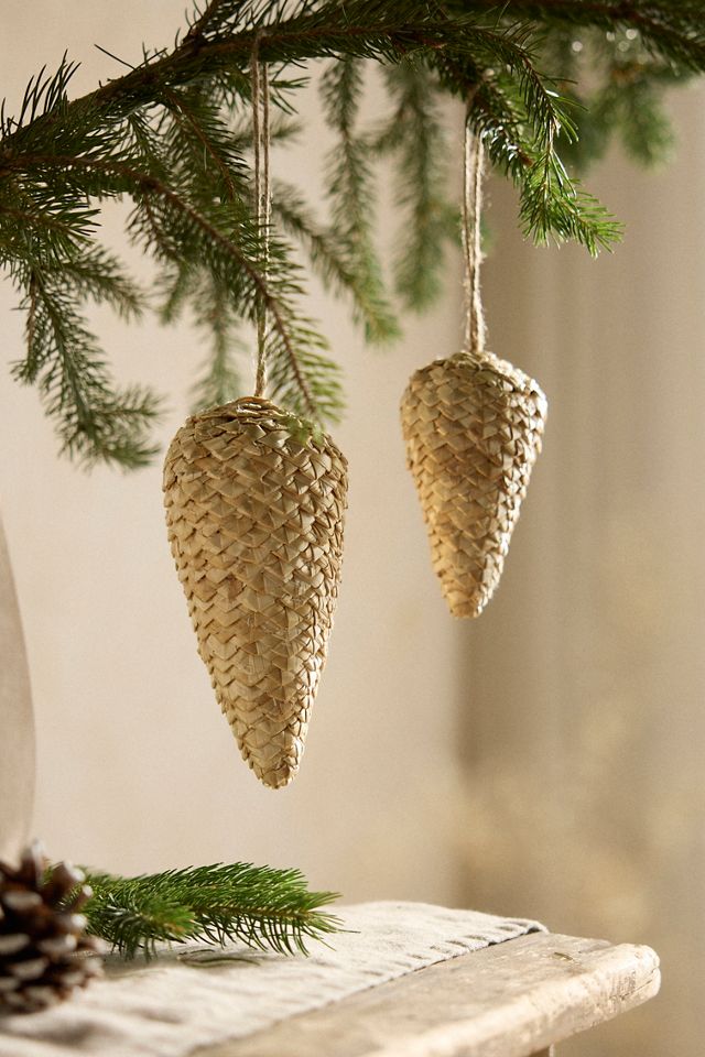 Woven Jute Pine Cone Ornament | AnthroLiving