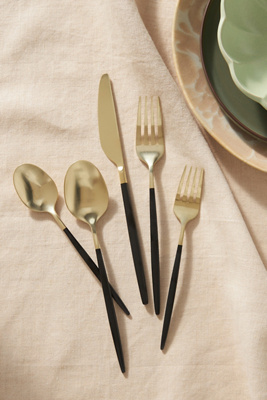 Gaze Two-Tone Flatware 20-Piece Place Setting | AnthroLiving