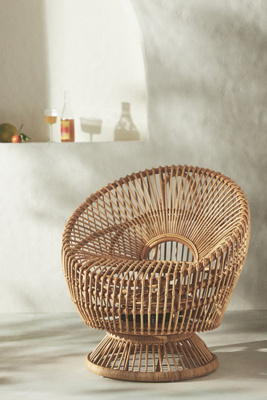 Round Rattan Swivel Rocking Chair | Anthropologie