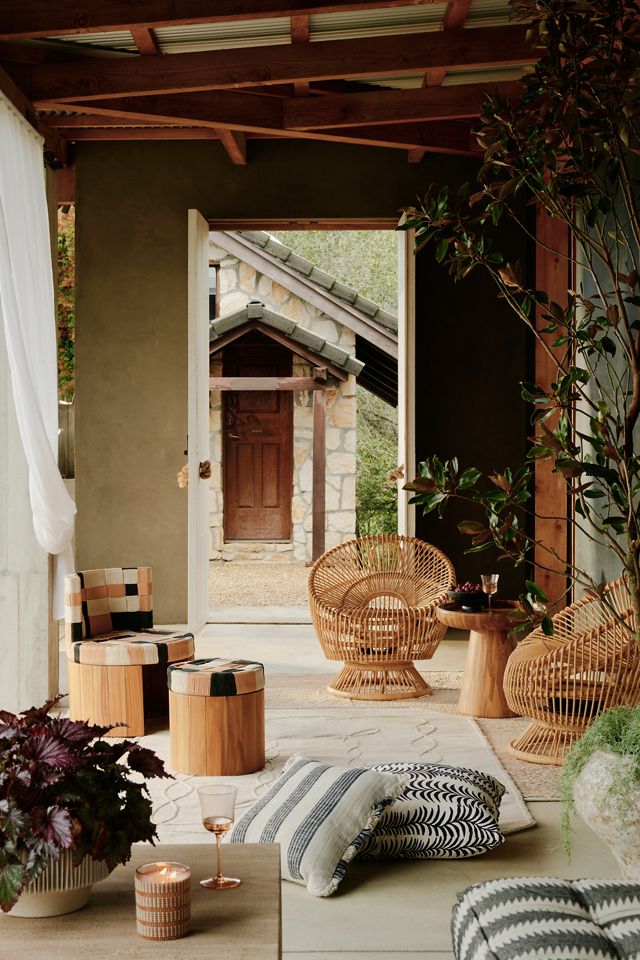 Round Rattan Swivel Rocking Chair | Anthropologie