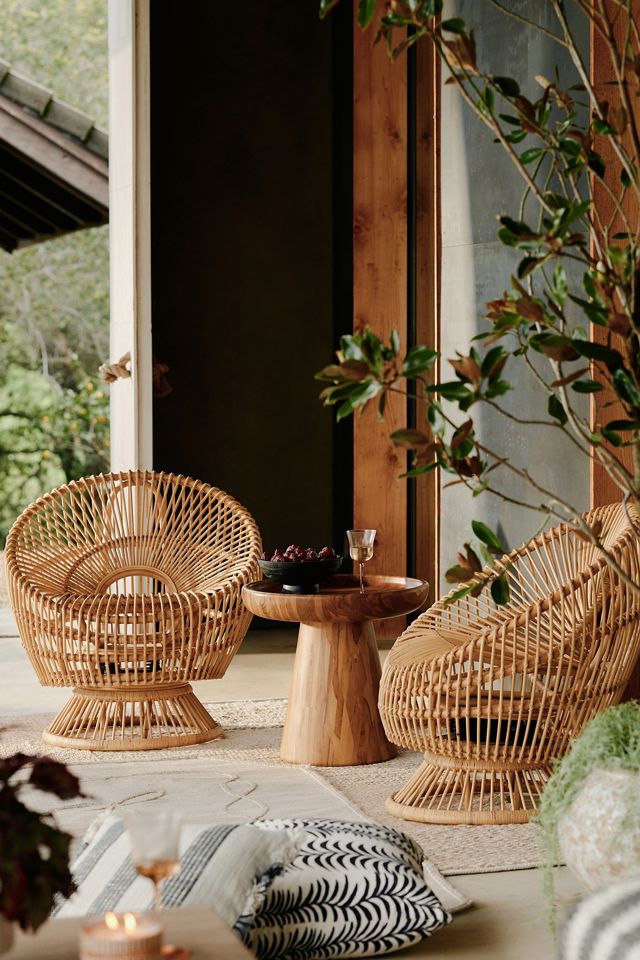 Round Rattan Swivel Rocking Chair | Anthropologie