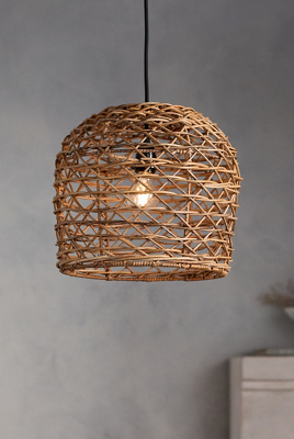 Woven Rattan Cylinder Pendant Light | Terrain