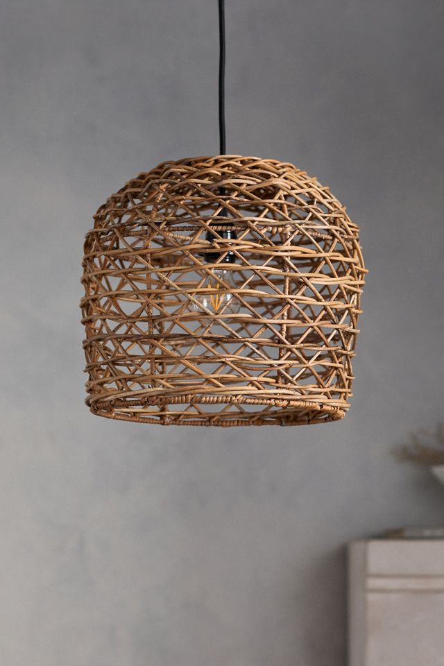 Woven Rattan Cylinder Pendant Light | Terrain