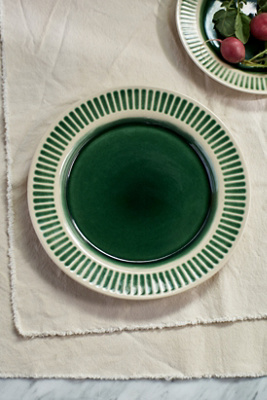 Green Stripe Dinner Plate | Terrain