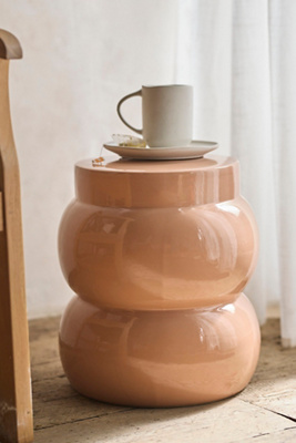 Stacked Bubble Ceramic Stool, Pink | AnthroLiving