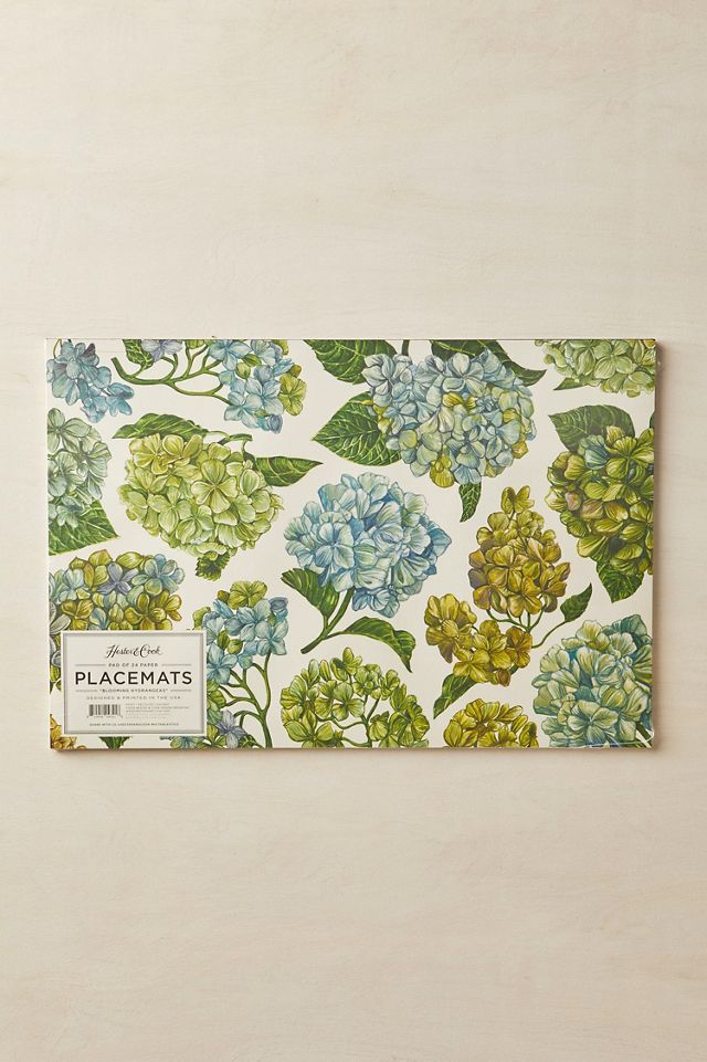 Hydrangea Paper Placemats, Set of 24 | AnthroHome