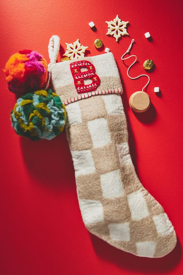 Monogram Felted Stocking | Anthropologie