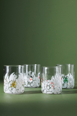 Festive Icon Juice Glasses, Mixed Set of 4 | Anthropologie