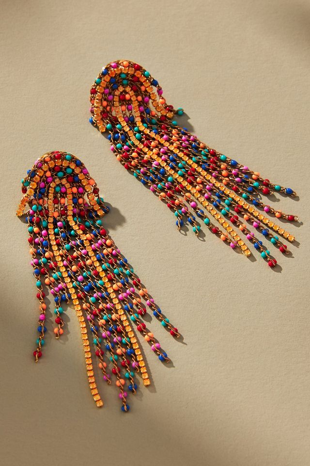 Beaded Crystal Waterfall Earrings | Anthropologie