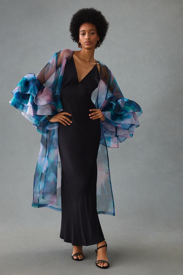 Ruffle-Sleeve Sheer Kimono Jacket | Anthropologie UK