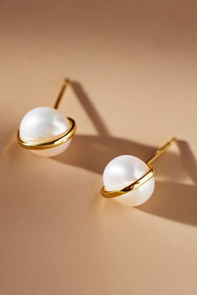 Shashi Essential Pearl & Gold Studs | Anthropologie