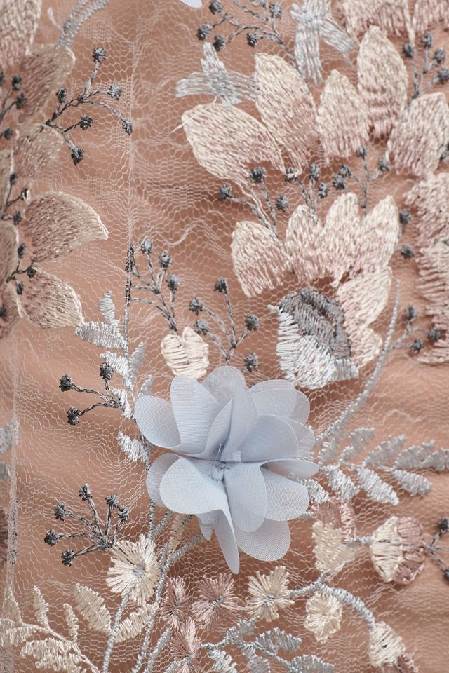 Dress The Population Sidney V Neck A Line Lace Floral Appliqué Gown