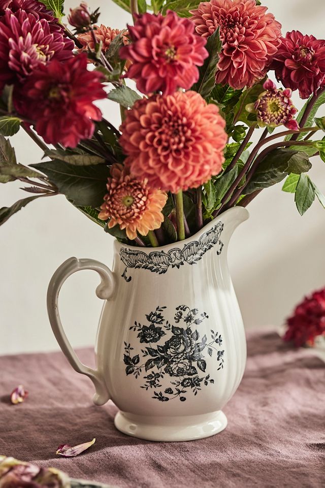 Midnight Florals Ceramic Pitcher | AnthroLiving