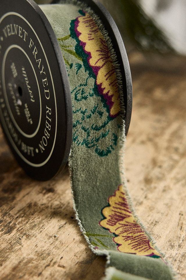 Floral Antiqued Frayed Velvet Ribbon | Terrain