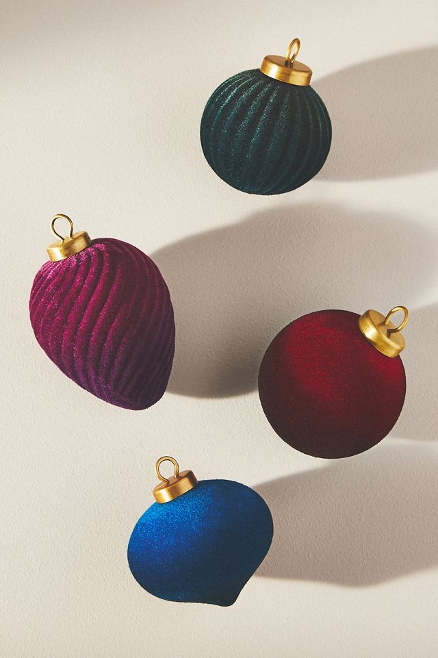 Velvet Christmas Bauble Tree Decoration Box Set | Anthropologie UK