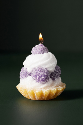 Mini Raspberry Tarte Dessert-Shaped Wax Candle | AnthroLiving