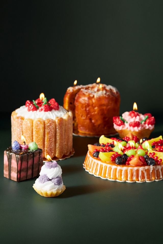 Mini Raspberry Tarte Dessert-Shaped Wax Candle | Anthropologie