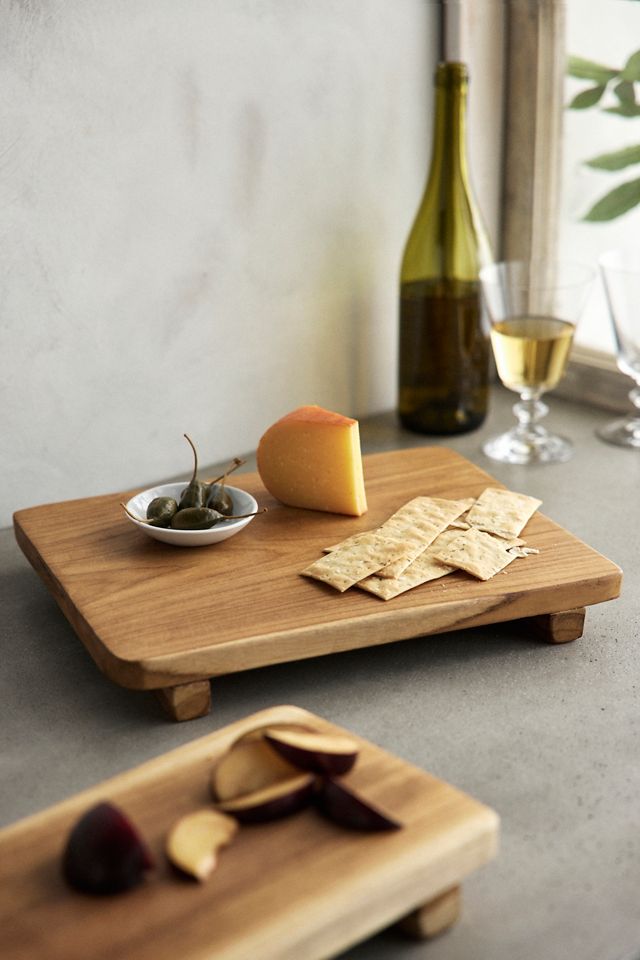 Footed Teak Serving Board, Rectangle | Terrain