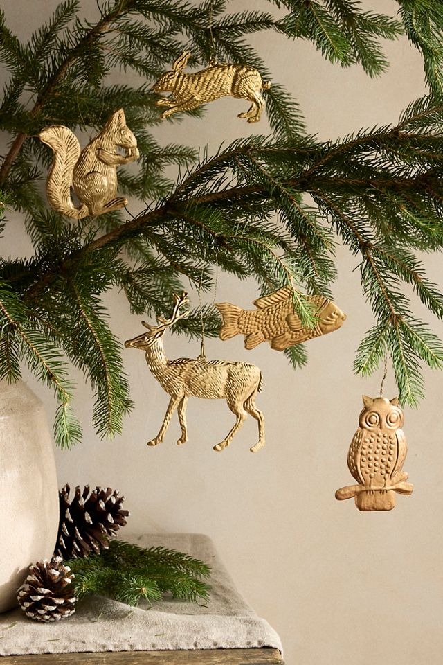 Menagerie Gilded Iron Ornaments, Set of 5 | AnthroLiving