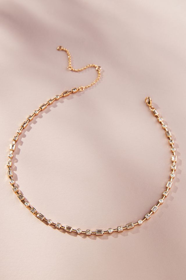 Mixed Shape Crystal Link Necklace | Anthropologie