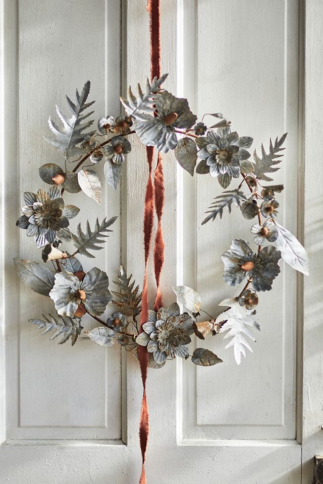 Flower + Leaf Galvanized Iron Wreath | AnthroLiving
