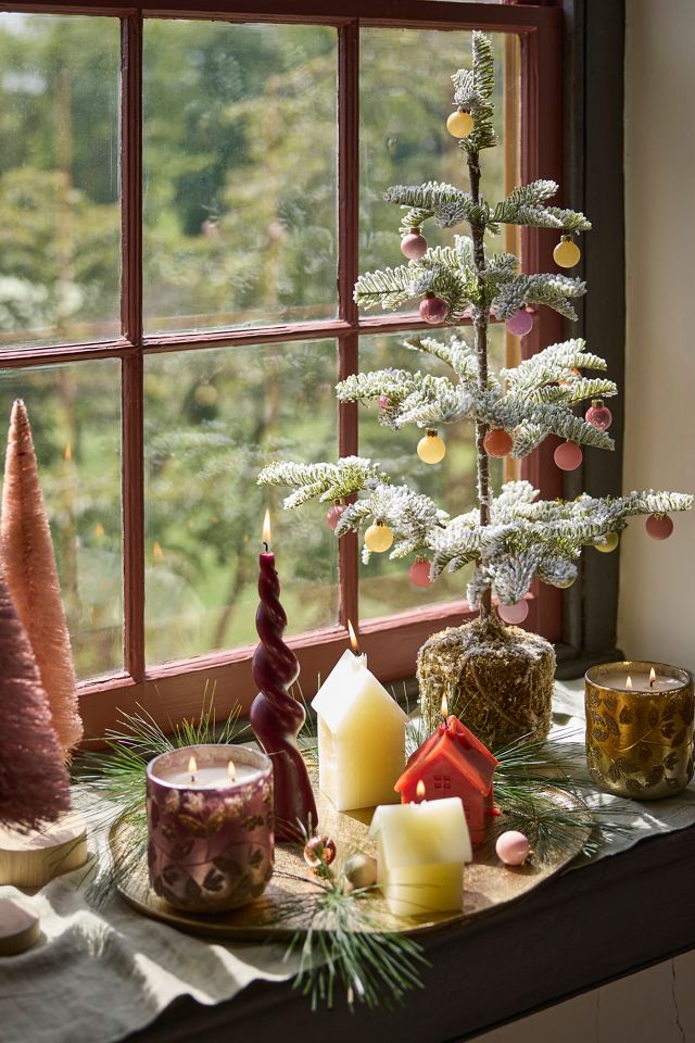 Moss Wrapped Snowy Faux Tabletop Tree | AnthroLiving