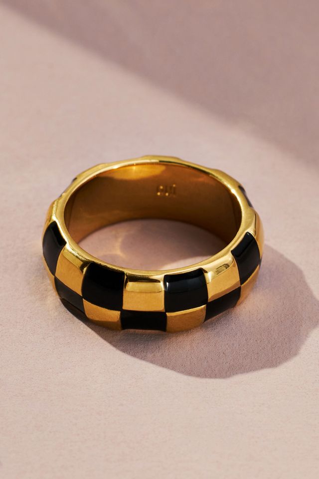 Clare V. Enamel Checker Ring | Anthropologie
